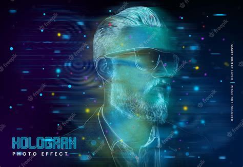 Premium Psd Hologram Photo Effect Mockup