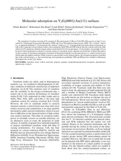 Pdf Molecular Adsorption On V2o3 0001 Au 111 Surfaces