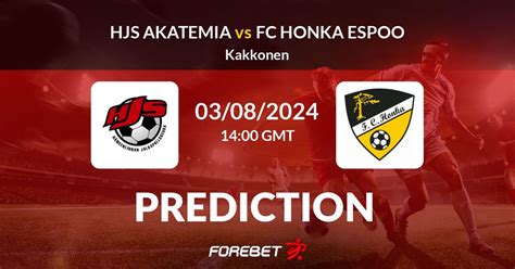 HJS Akatemia Vs FC Honka Espoo Prediction Stats H2H 03 Aug 2024