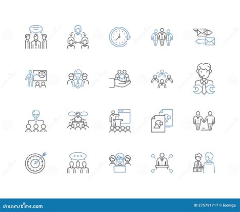 Collaboration Session Line Icons Collection Synergy Conjunction