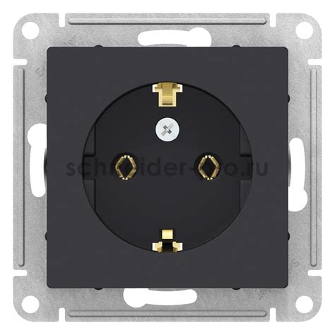 Розетка с заземлением Schneider Electric Atlasdesign 16А, карбон ...