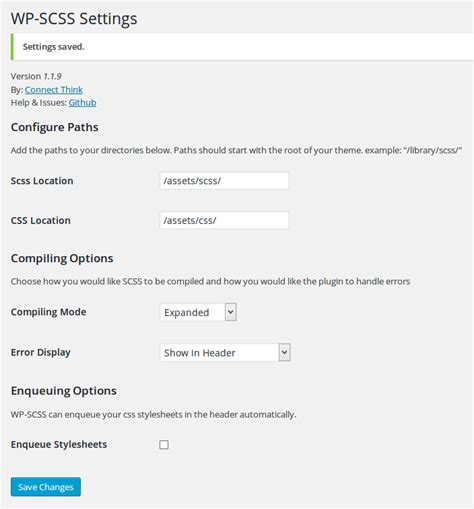 Wp Scss Does Nothing No Compile No Output No Error No Log · Issue 45 · Connectthinkwp