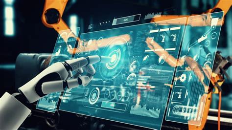 Cybernated Industry Robot And Robotic Arms For Assembly In Factory Production Stock Footage