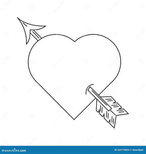 Heart With An Arrow Valentine`s Day Wedding Card Stock Vector