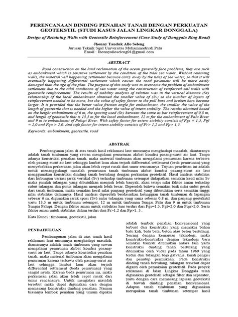 Perencanaan Dinding Penahan Tanah Dengan Perkuatan Geotekstil Pdf