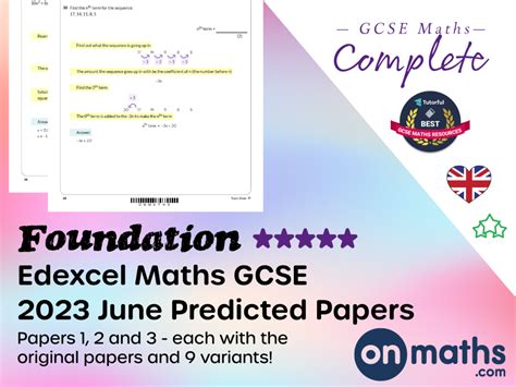 Summer 2023 Maths Gcse Edexcel Foundation All Predicted Papers