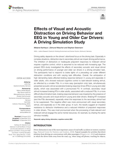 Pdf Effects Of Visual And Acoustic Distraction On Driving Behavior
