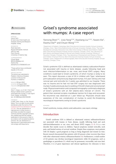 Pdf Grisels Syndrome Associated With Mumps A Case Report