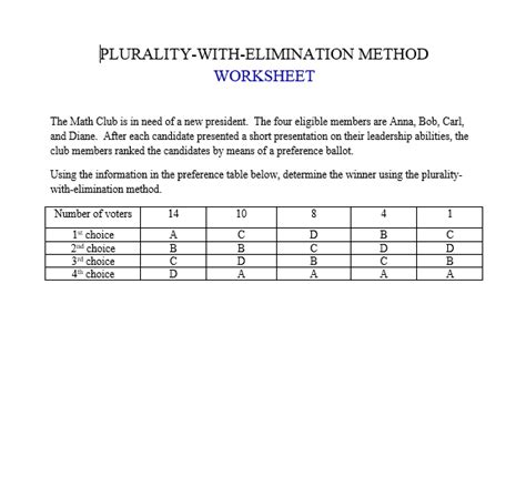 Solved Plurality With Elimination Method Worksheet The Math