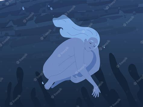정신 건강 심리학 개념 우울증 장애를 가진 불행한 사람 삶의 위기와 문제에 빠진 인간 익사 죽음은 유 심리적 문제의