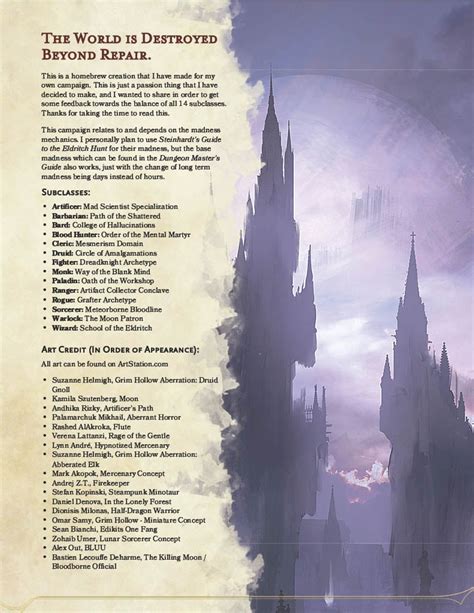 The Era Of Madness And Magic A Dnd 5e Homebrew Supplement Of 14