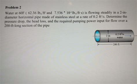 Answered Problem 2 Water At 60f 6236 Lbft³ Bartleby