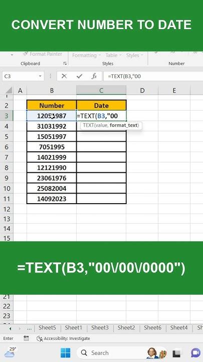 Convert Number To Date In Excel Excelshorts Shorts Exceltutorial Exceltips Excel Trending