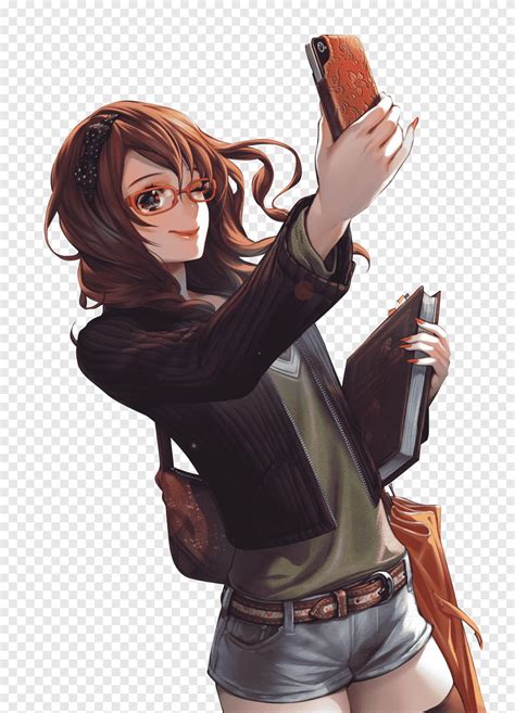 Personaje de anime de libro y teléfono de mujer anime manga catgirl