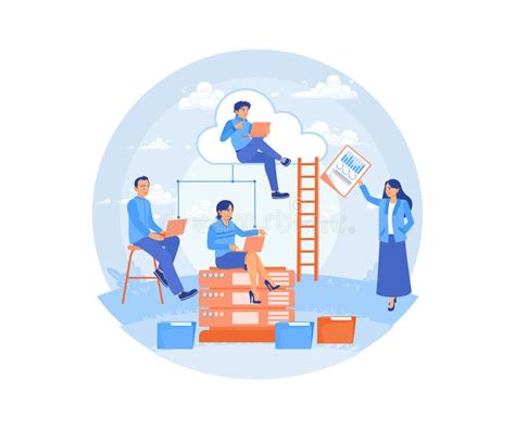 People Work Using Electronic Devices Using Cloud Computing Services To Store Data Storage