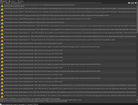 Many Shader Warnings After Building Standalone Unity Engine Unity