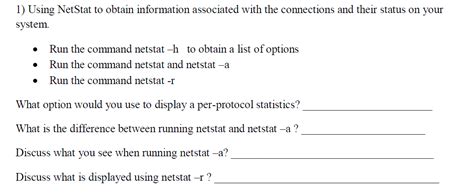 Solved Using NetStat To Obtain Information Associated Chegg Com