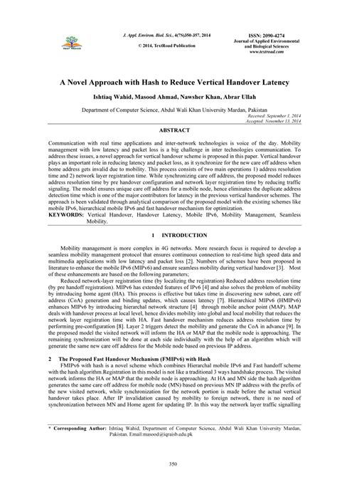 Pdf A Novel Approach With Hash To Reduce Vertical Handover Latency