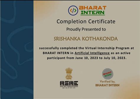 Srishanka Kothakonda On Linkedin Bharatintern Internship