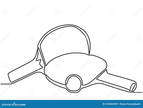 Ping Pong Racket With Ball In One Continuous Single Line Art Drawing Style Athletic Sport
