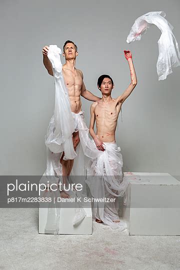 Plainpicture Plainpicture P817m2283838 Two Naked Men With Plastic