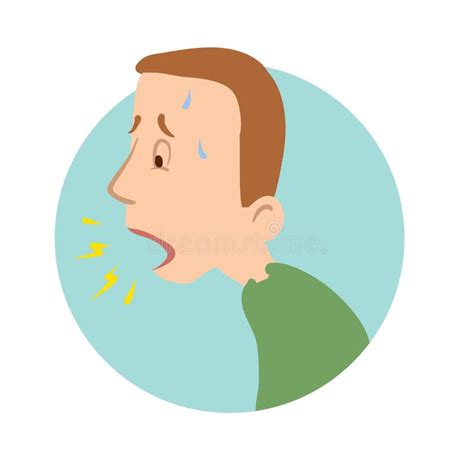 Young Man Coughing With Fist In Front Of Mouth Long Time Sickness