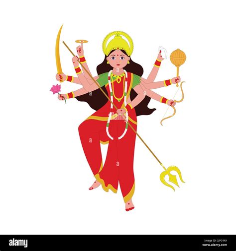 Hindu Mythology Goddess Durga Sculpture On White Background Stock