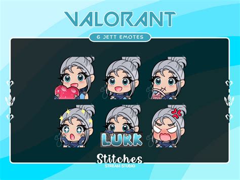 Valorant Jett Chibi Pre Made Emote Bundle Jett Emotes Emote Pack