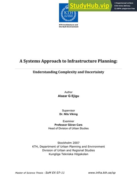 A Systems Approach To Infrastructure Planning Understanding Complexity