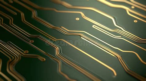 Abstract Circuit Board Pattern With Golden Lines Stock Illustration Illustration Of Processing