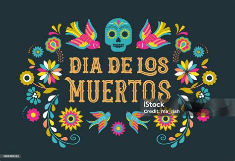 죽은 디 아 드 로스 Moertos 다채로운 멕시코 꽃으로 배너의 하루 축제 휴일 포스터 파티 전단 인사말 카드 공휴일에 대한
