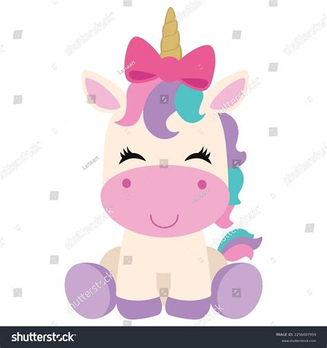 Cute Sitting Unicorn Vector Cartoon Illustration Stock Vector Royalty