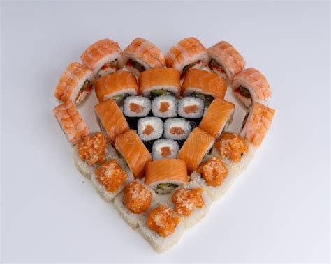 Heart Shaped Set Of Sushi Rolls For Valentine S Day Menu Or Delivery