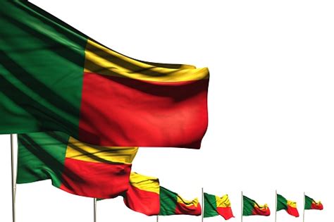 귀여운 기념일 플래그 3d 일러스트 많은 베냉 플래그는 내용에 대한 공간과 흰색에 대각선 격리 배치 0명에 대한 스톡 사진 및 기타 이미지 Istock