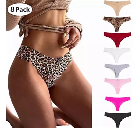 Pack 8 Tanga Sexy Seda De Hielo Cintura Baja Bragas De Mujer Cuotas