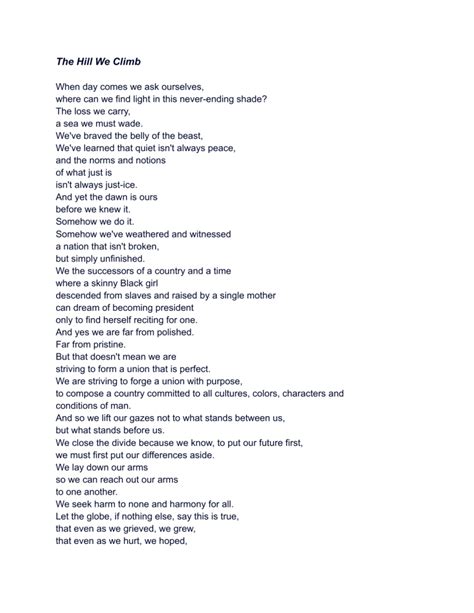 The Hill We Climb Poem
