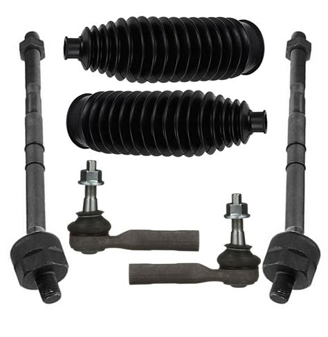 6 Pc Outer Inner Tie Rod Ends Rack Pinion Bellow Boots Suspension