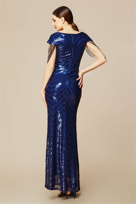 Shop 1920s Dresses Scoop Neck Iridescent Sequin Dress Babeyond