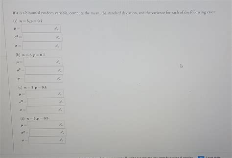 Solved If X Is A Binomial Random Variable Compute The Mean Chegg