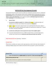 INST 250 Final Assignment Docx INST250 2019 Fall Final Assignment 30 Marks Drawing From The