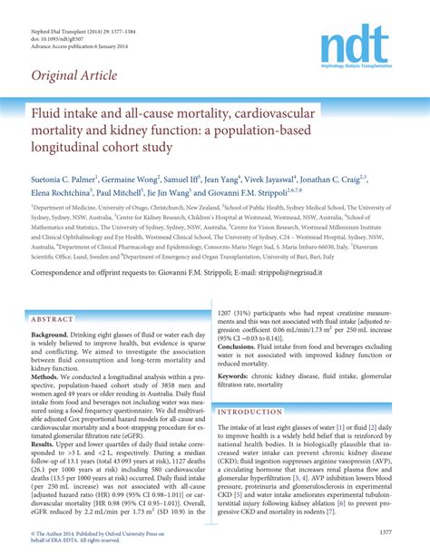 Pdf Fluid Intake And All Cause Mortality Cardiovascular Mortality