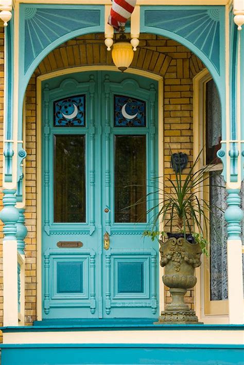 Turquoise Front Door With Turquoise Porch Accents Pittsburgh