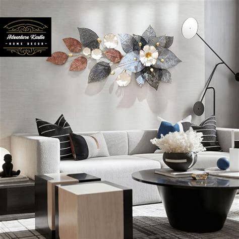 Modern Large 3d Leaves Flowers Metal Wall Decor Adventure Kastle Home