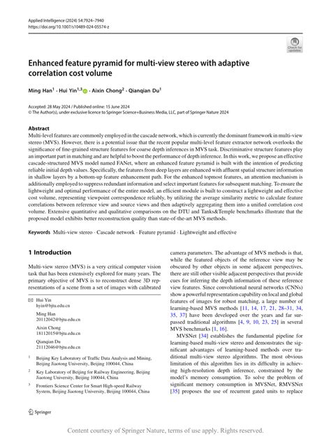 enhanced feature pyramid for multi view stereo with adaptive