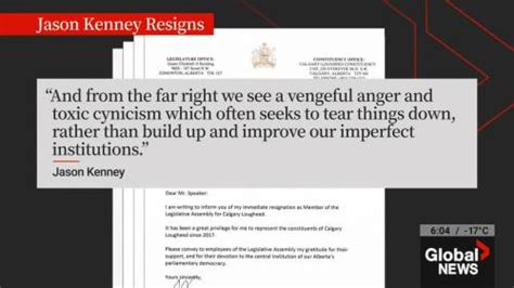 Jason Kenney Quits Alberta Politics With Critical Letter On State Of