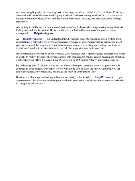How To Write Your Dissertation In 15 Minutes A Day Pdf Thesis Essays