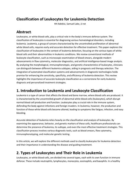 pdf classification of leukocytes for leukemia detection
