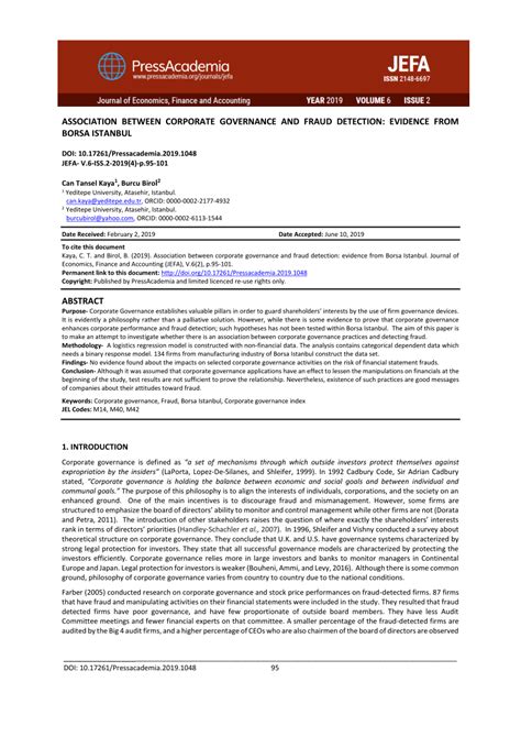 Pdf Association Between Corporate Governance And Fraud Detection