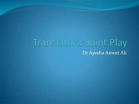 Spinal Joint Mobilization 1 Pptx