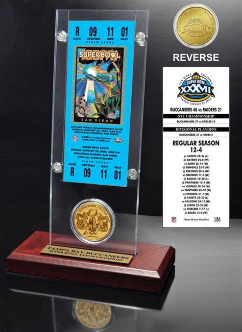 Super Bowl Xxxvii Ticket And Game Coin Collection Pro Football Hall Of Fame